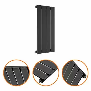 635 x 280mm Black Double Flat Panel Horizontal Radiator