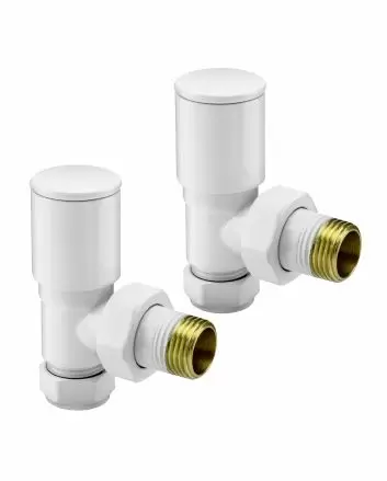Modern White Thermostatic Radiator Valves, Angled Fitment