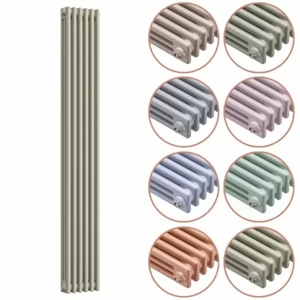 1500 x 293mm 'Pick A Pastel' Vertical Traditional 3 Column Radiator