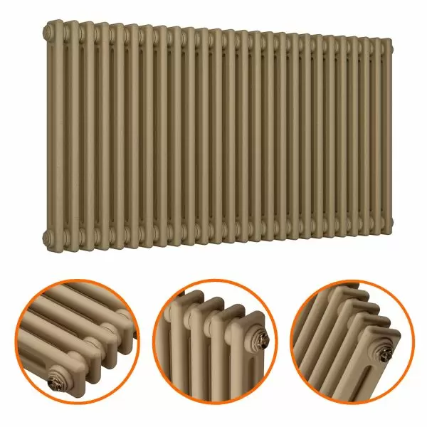 600 x 1193mm Antique Brass Horizontal Traditional 2 Column Radiator