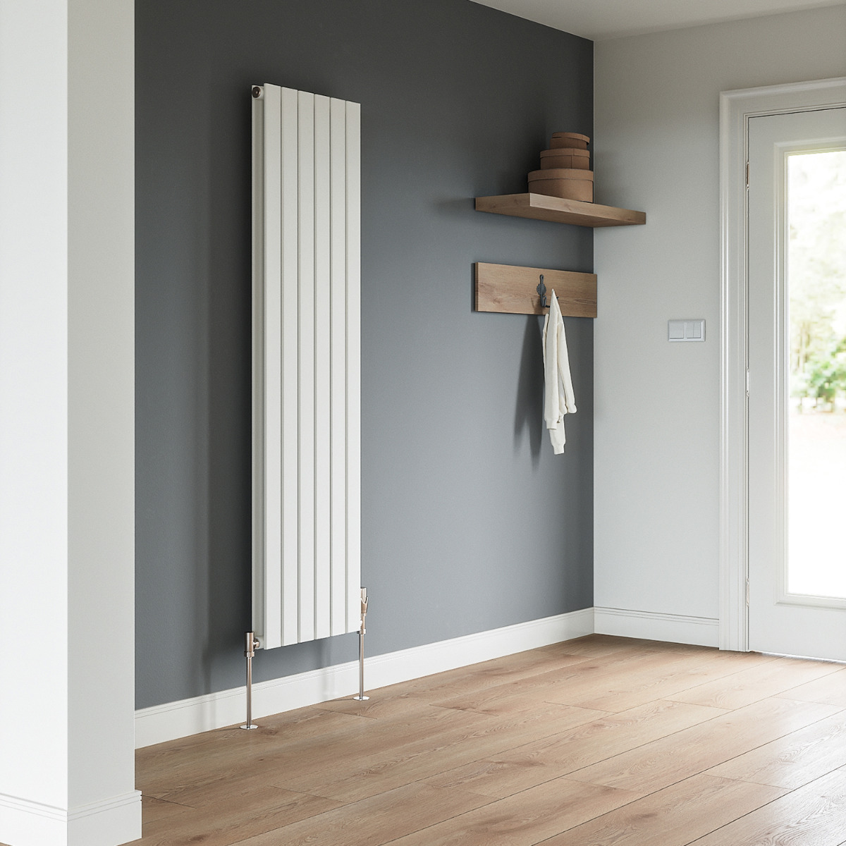 1600 x 420mm White Double Flat Panel Vertical Radiator
