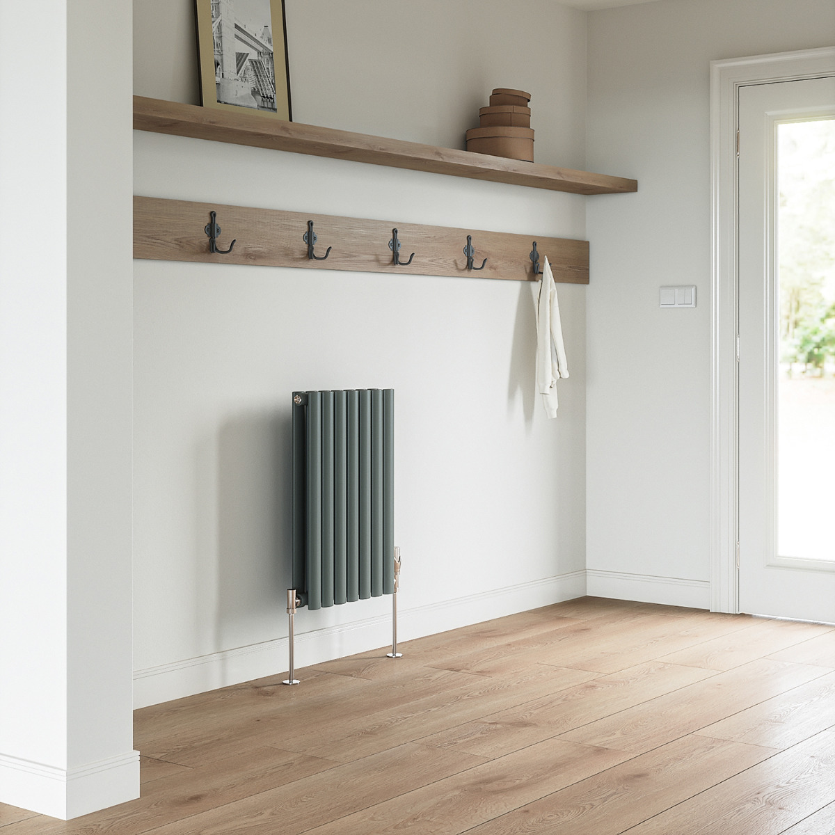 635 x 415mm Anthracite Double Oval Tube Horizontal Radiator