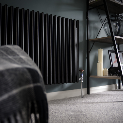 600 x 1193mm Black Horizontal Traditional 2 Column Radiator