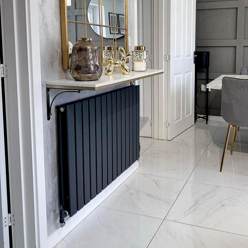 400 x 1400mm Black Double Flat Panel Horizontal Radiator