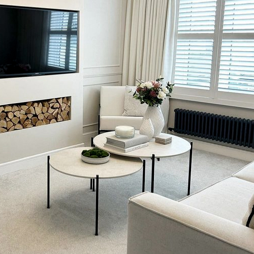 300 x 608mm Black Horizontal Traditional 2 Column Radiator