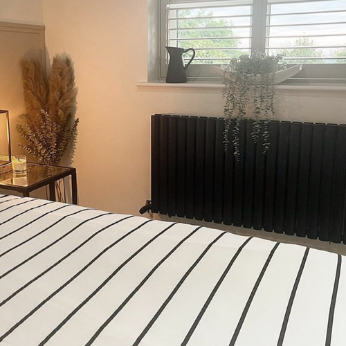 635 x 415mm Black Double Oval Tube Horizontal Radiator