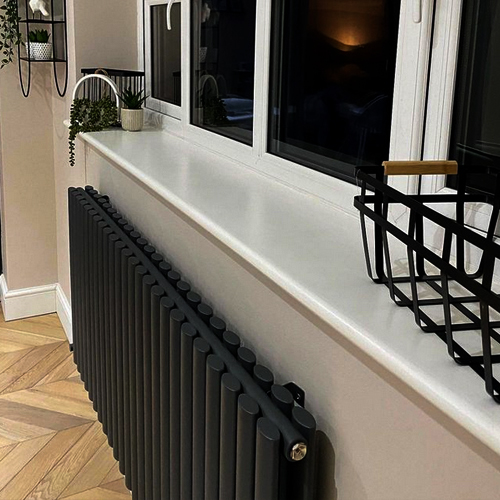 400 x 1180mm Black Double Oval Tube Horizontal Radiator