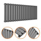 400 x 1000mm Anthracite Double Oval Tube Horizontal Radiator