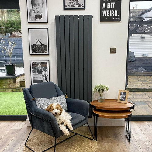 1780 x 350mm Anthracite Double Flat Panel Vertical Radiator