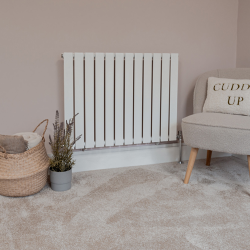 635 x 1400mm White Single Flat Panel Horizontal Radiator