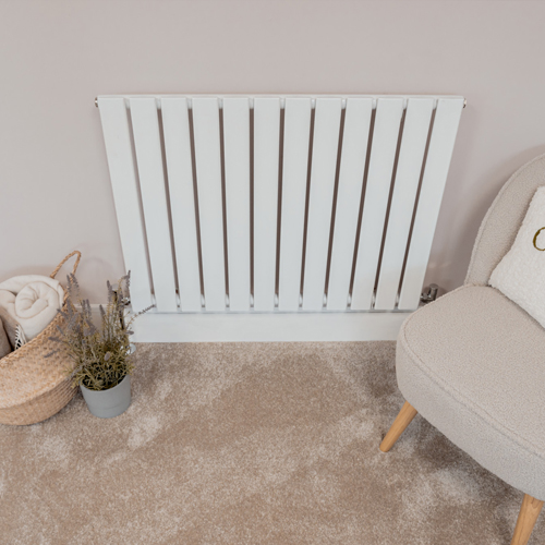 635 x 1400mm White Single Flat Panel Horizontal Radiator