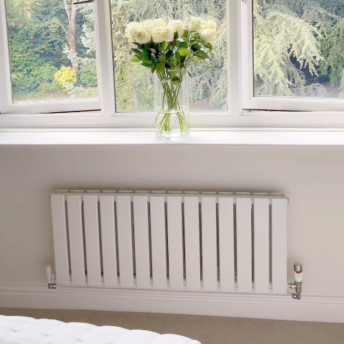 635 x 1400mm White Double Flat Panel Horizontal Radiator