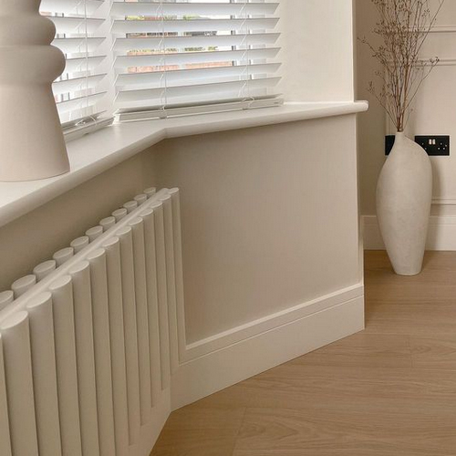 400 x 1180mm White Double Oval Tube Horizontal Radiator