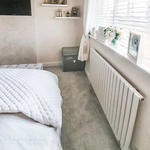 400 x 1180mm White Double Oval Tube Horizontal Radiator