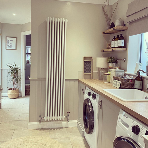 1500 x 203mm White Vertical Traditional 2 Column Radiator
